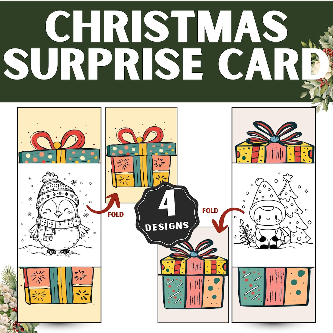 Christmas Coloring Card: Printable Holiday Activity for Kids (PDF) - Etsy