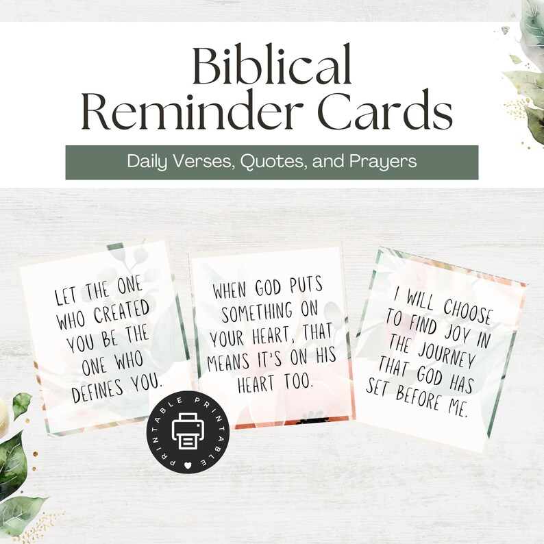 Christian Affirmation Cards: Daily Bible Verse Reminders (PDF Download ...