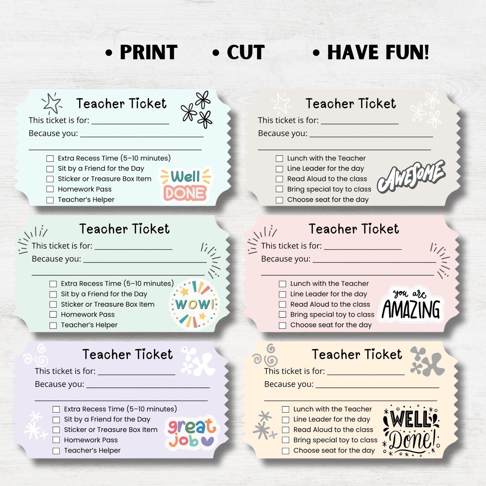 Printable Teacher Reward Coupons: Classroom Management, Student ...