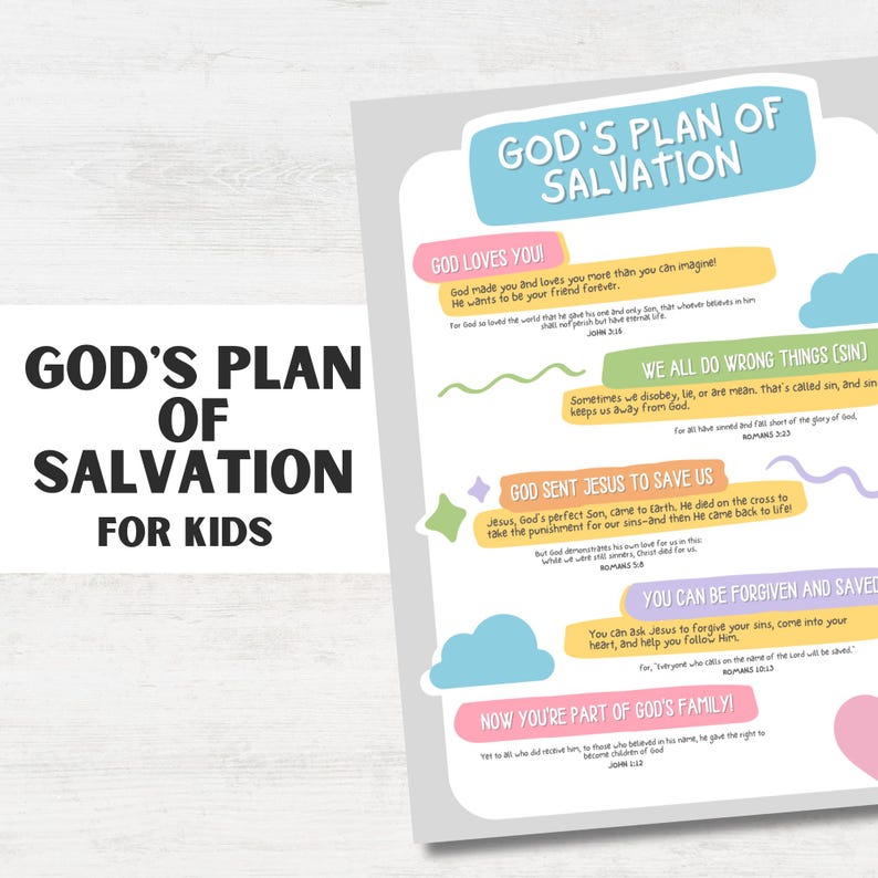 God's Salvation Plan for Kids: Printable Bible Craft (PDF Download) - Etsy