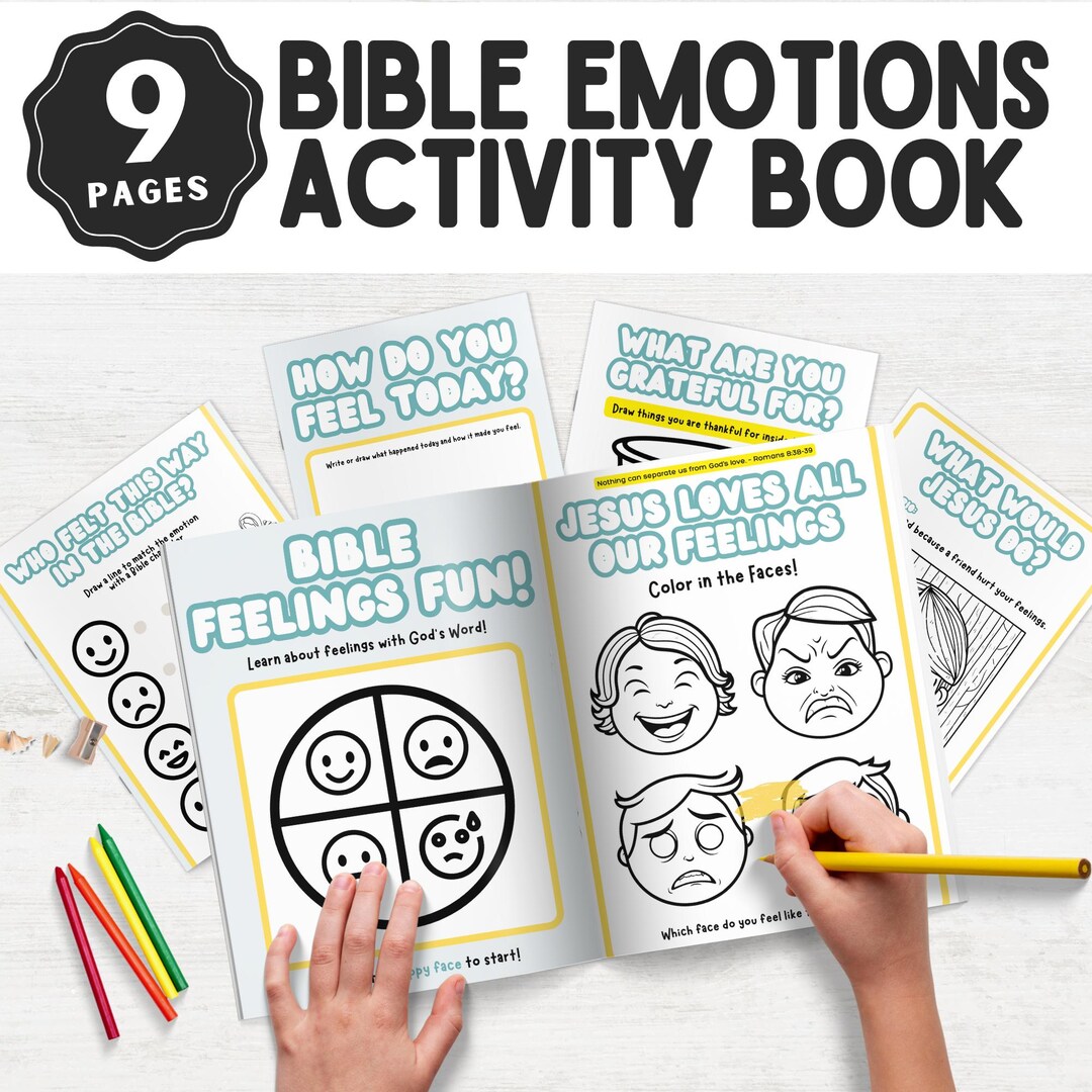 Bible Emotions Activity Book: Kids' Feelings Chart & Coloring Pages ...
