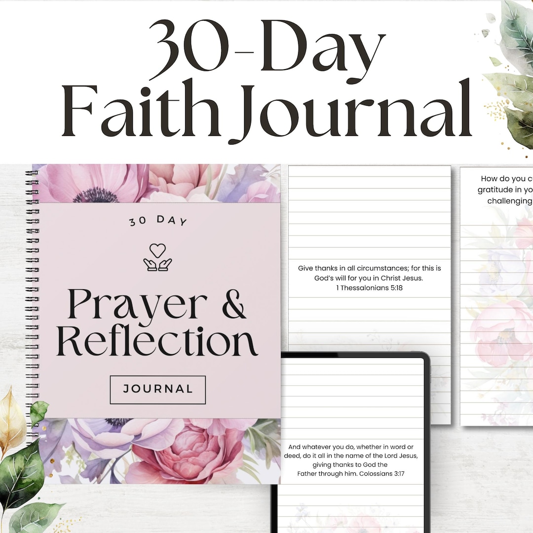 30-day Devotional Journal With Bible Verses, Christian Faith Printable ...