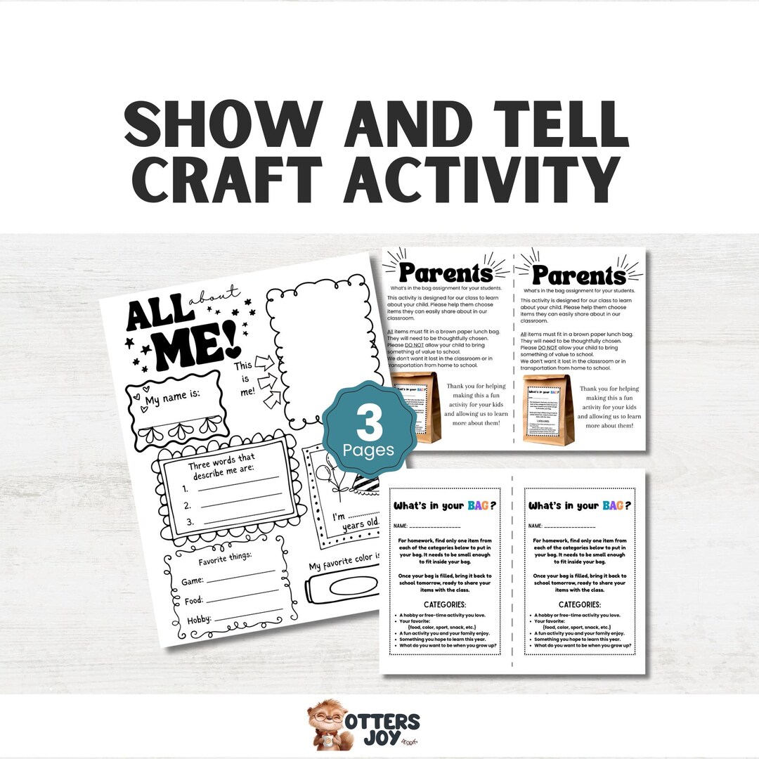 Show and Tell Craft Activity: Back to School Printable PDF Download - Etsy
