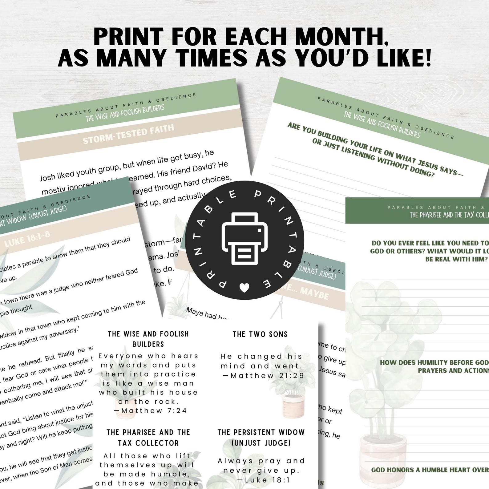 Teen Bible Study Bundle: Parable Guide and Printable Christian Resource ...