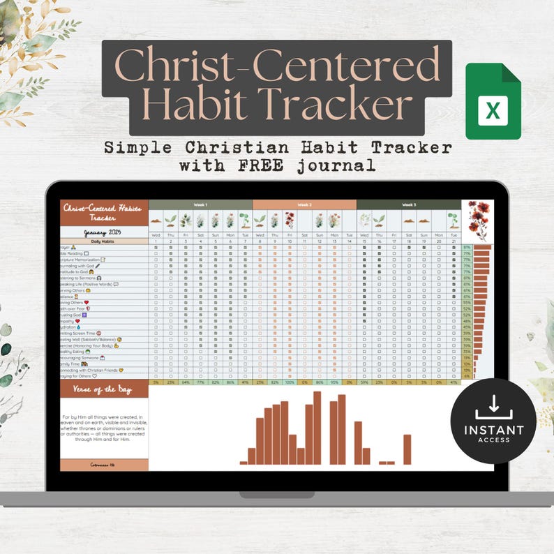 Christ-centered Habit Tracker: Faith Journal, Bible Spreadsheet ...