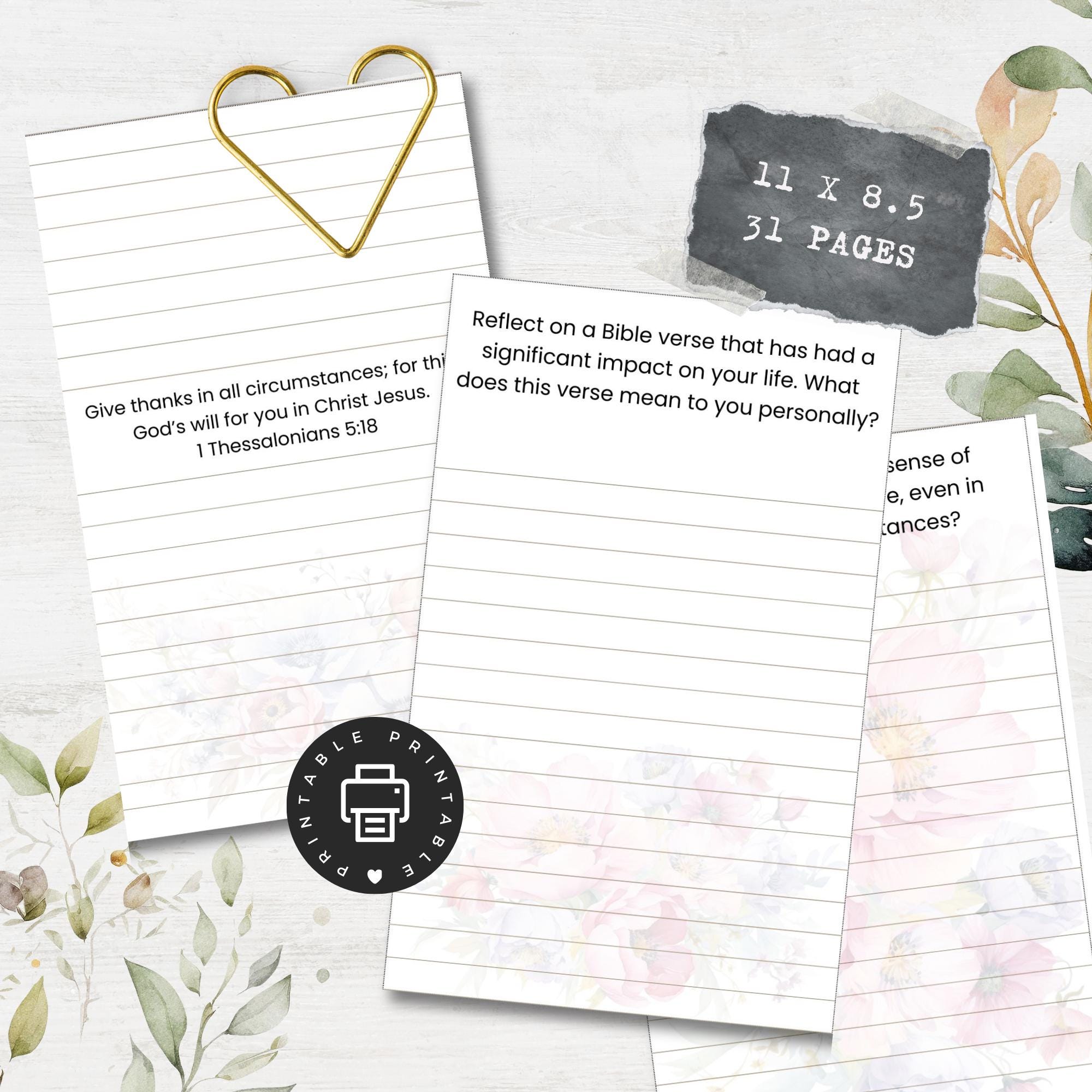 30-day Devotional Journal With Bible Verses, Christian Faith Printable ...