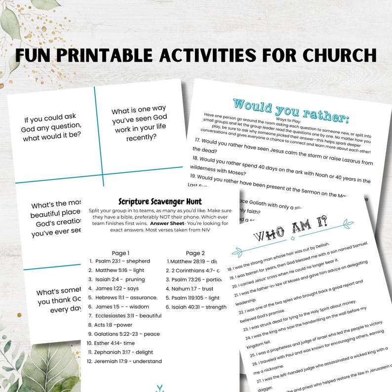 Christian Ice Breaker Games: Printable Church Activities (PDF Download ...