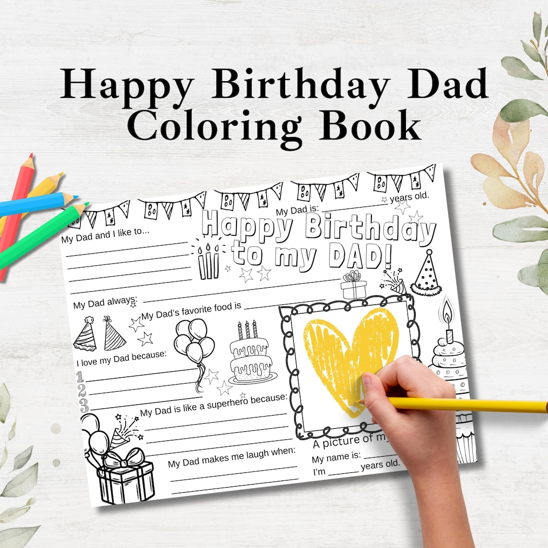 All Occasion Coloring Cards, Father's Birthday Coloring Pages for Kids ...