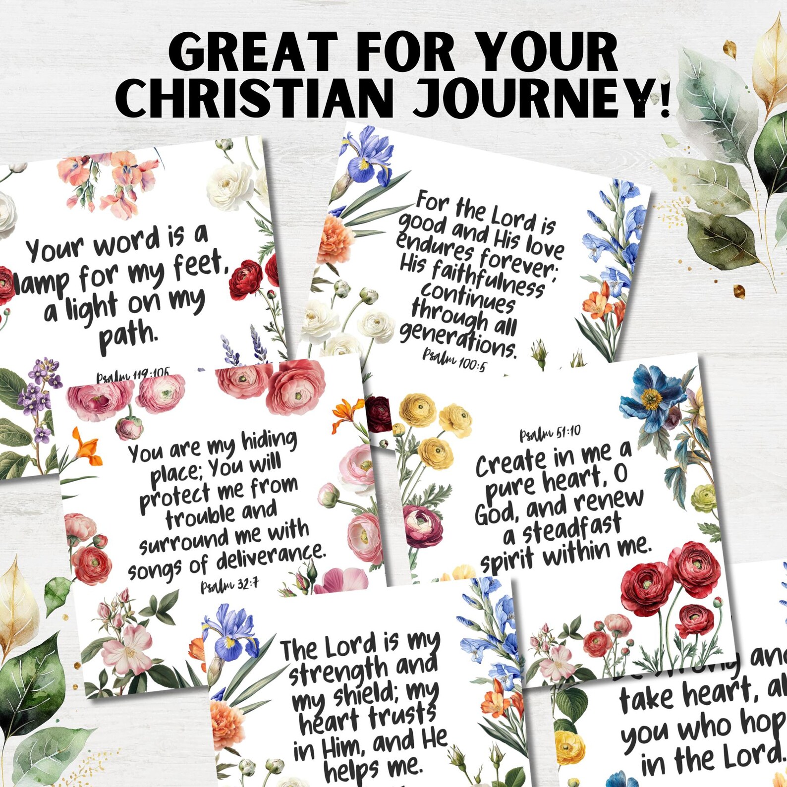 Printable Scripture Cards: NIV Psalm Verses, Christian Affirmations ...