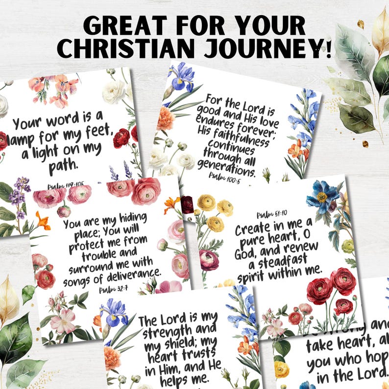 Printable Scripture Cards: NIV Psalm Verses, Christian Affirmations ...