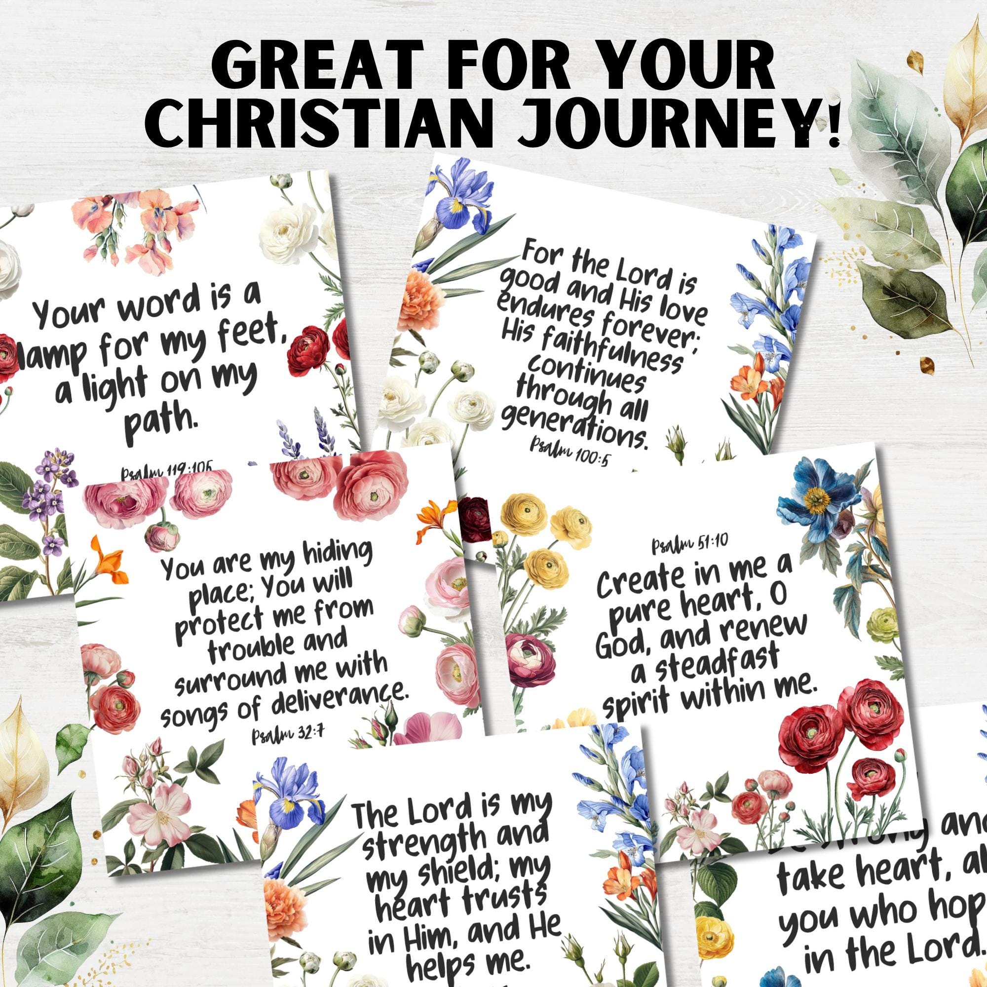 Printable Scripture Cards: NIV Psalm Verses, Christian Affirmations ...