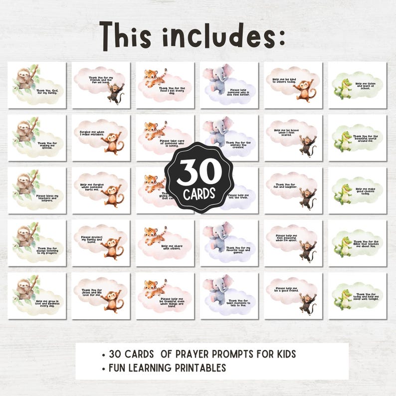 Prayer Prompts for Kids, Printable Prayer Activities, Kids Prayer Cards ...