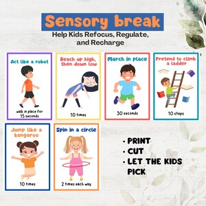 Movement Break Cards for Kids | Sensory Activity Flashcards | Brain ...