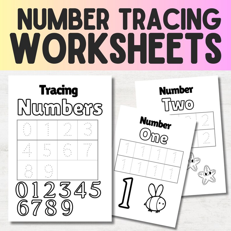 Number Tracing Worksheets 0-9: Preschool Handwriting Practice (digital ...