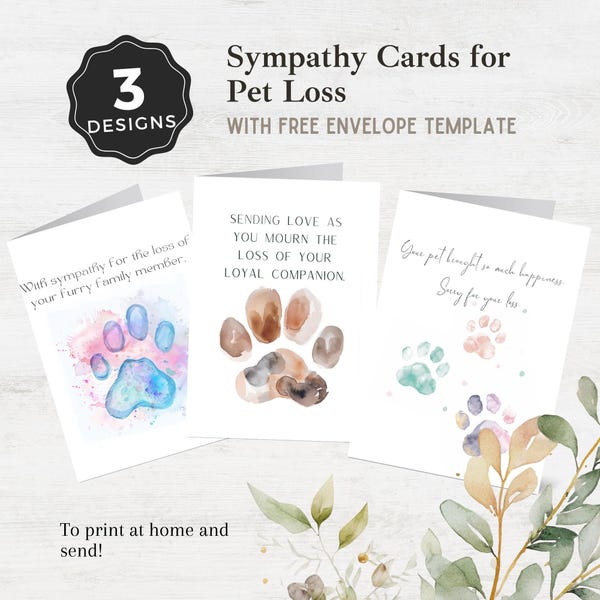Pet Sympathy Card - Etsy