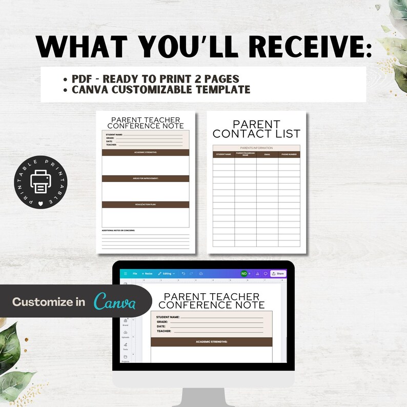 Parent Teacher Conference Notes: Communication Forms, Meeting Templates ...