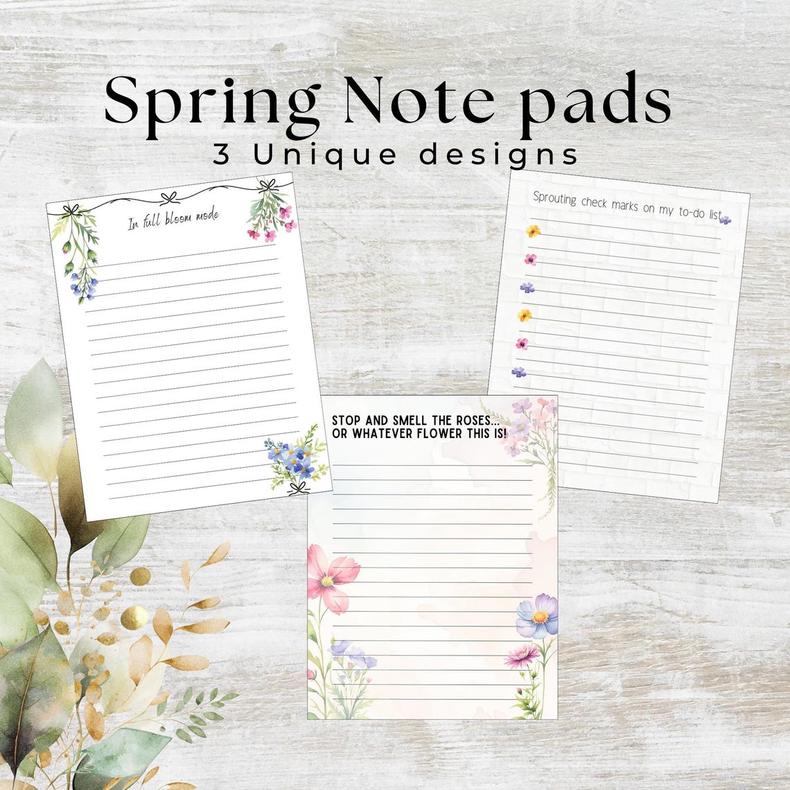 Printable Notepads Office Notes Teacher Gift Wildflower Design Teacher ...