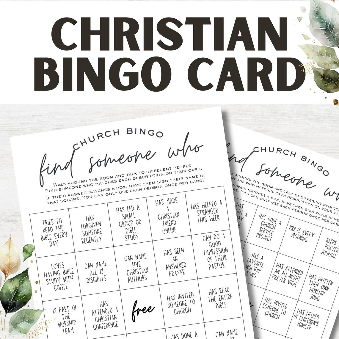 Christian Bingo Card for Women, Printable Christian Icebreaker Game for ...
