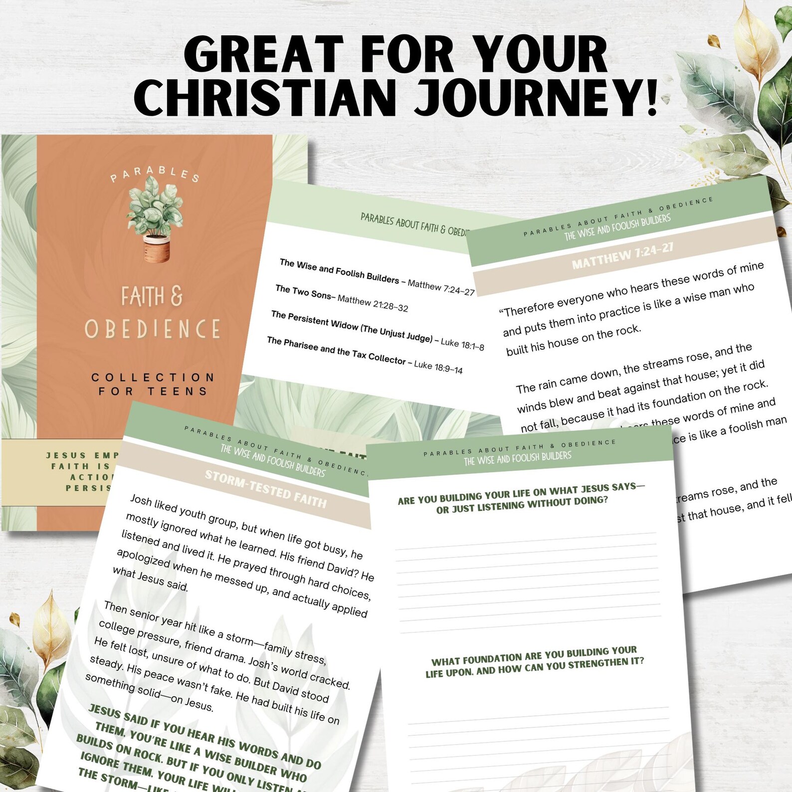 Teen Bible Study Bundle: Parable Guide and Printable Christian Resource ...