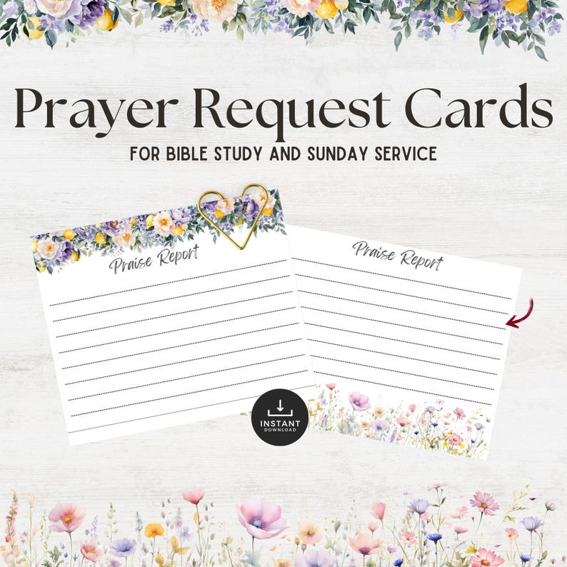Prayer Request Cards, Christian Printable, Praise Cards, Christian ...