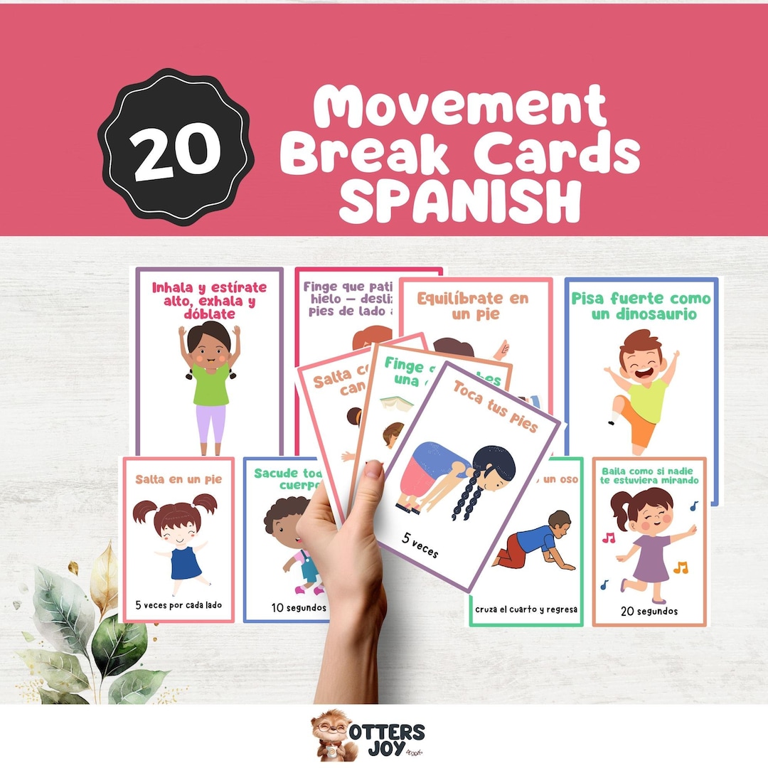 Spanish Movement Break Cards for Kids: ADHD and Autism Sensory Activity ...