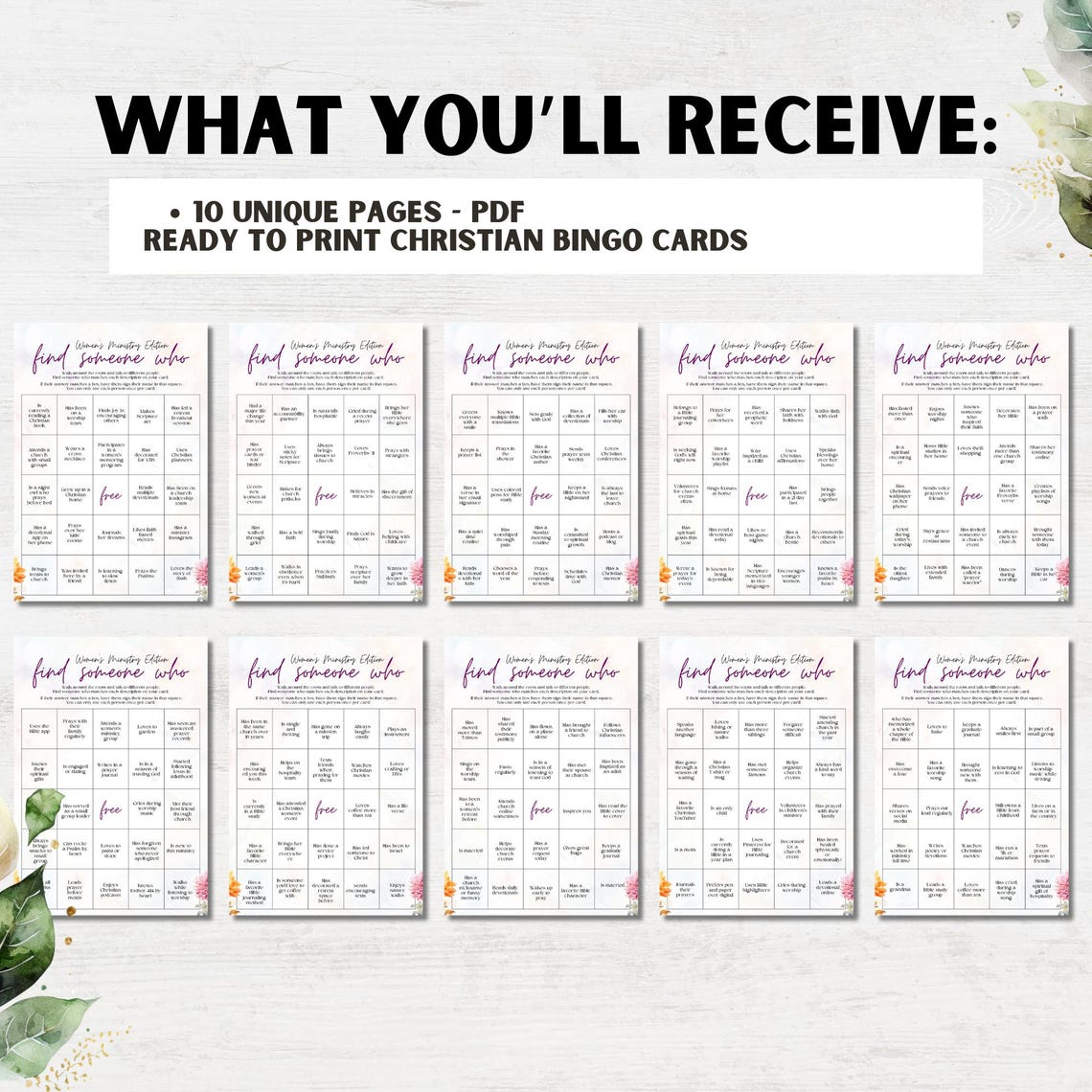 Christian Bingo Card for Women, Printable Christian Icebreaker Game for ...