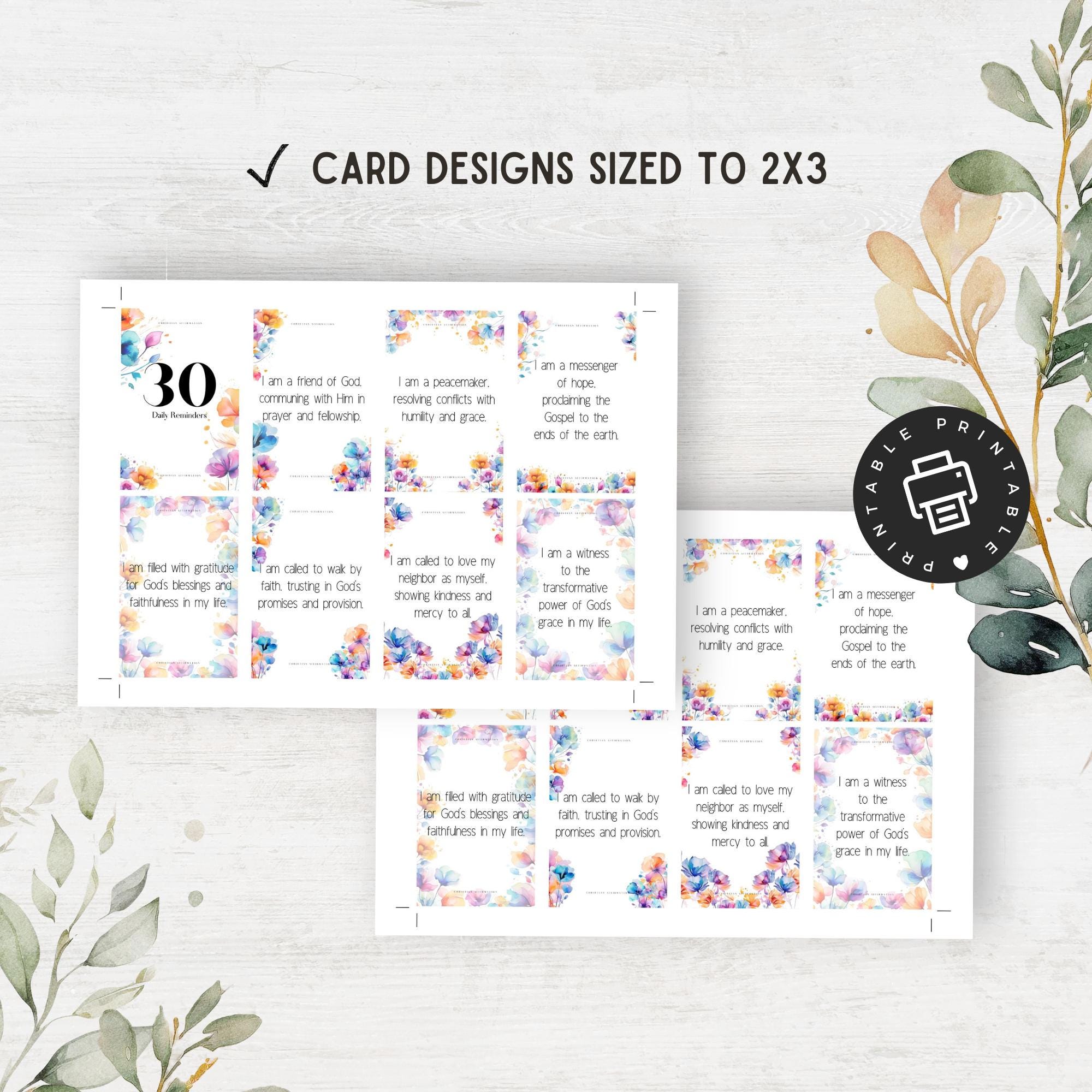 Watercolor Christian Affirmation Cards: Bible Verse Printables for ...