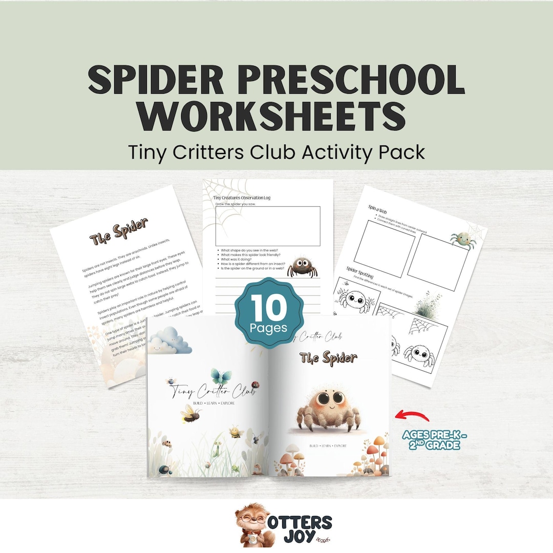 Spider Preschool Worksheets Printable: 10 Page Toddler Activity Pack ...