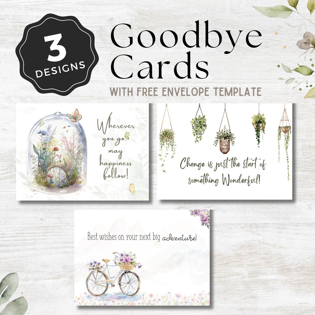 3 Printable Goodbye Co Worker Card, Cute Farewell Card, Going Away Gift ...