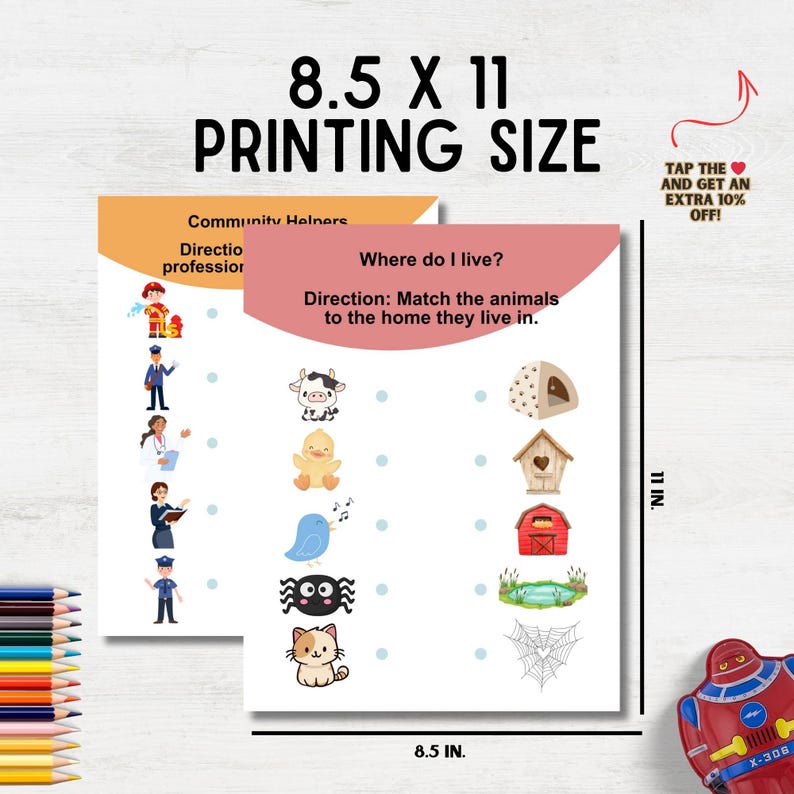 Preschool Matching Game: Early Learning Printables (PDF Download) - Etsy
