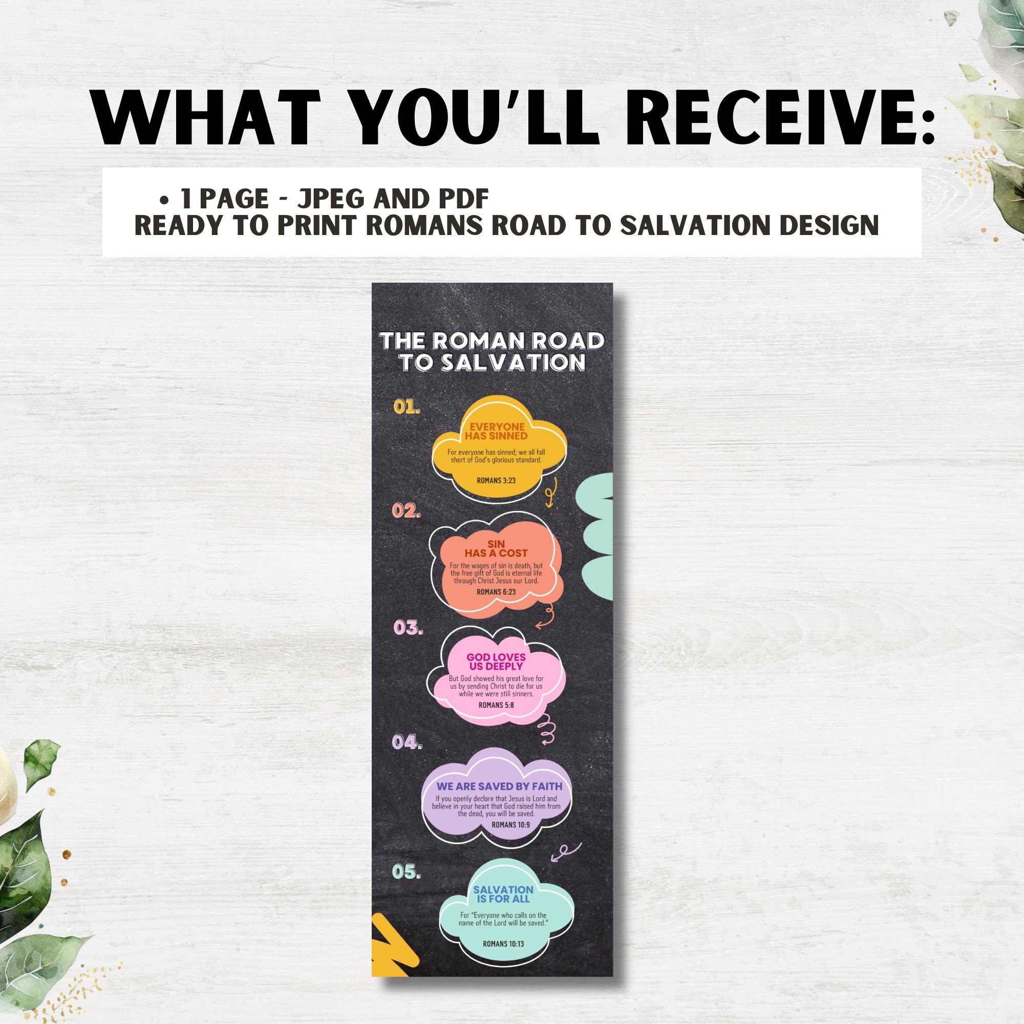 Romans Road Printable, Christian Bible Study, Verse Bookmark, Kids ...