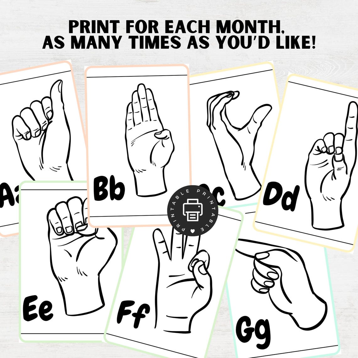 ASL Flash Cards: Alphabet Sign Language Printable (PDF Download) - Etsy