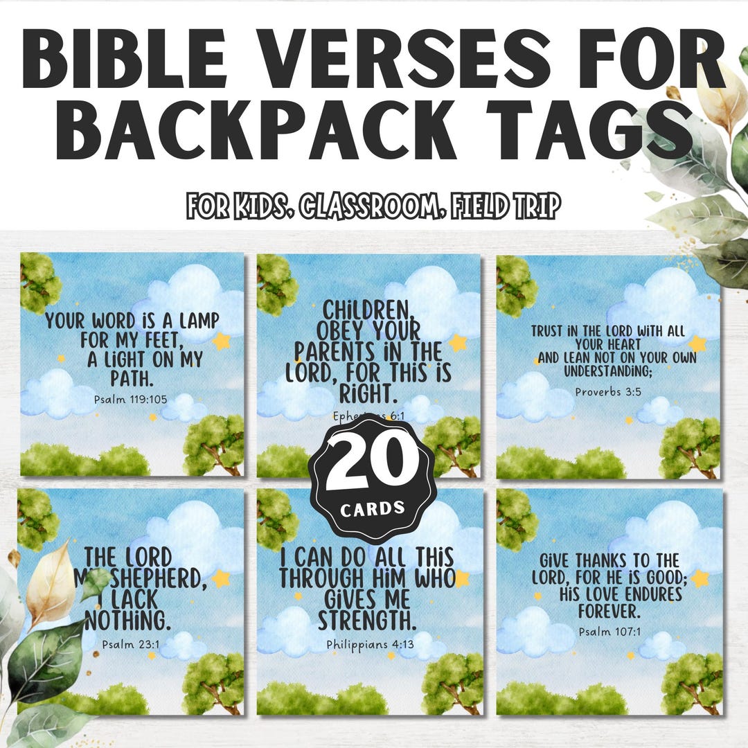 Kids Bible Verse Backpack Tags: Christian Encouragement Cards (PDF ...