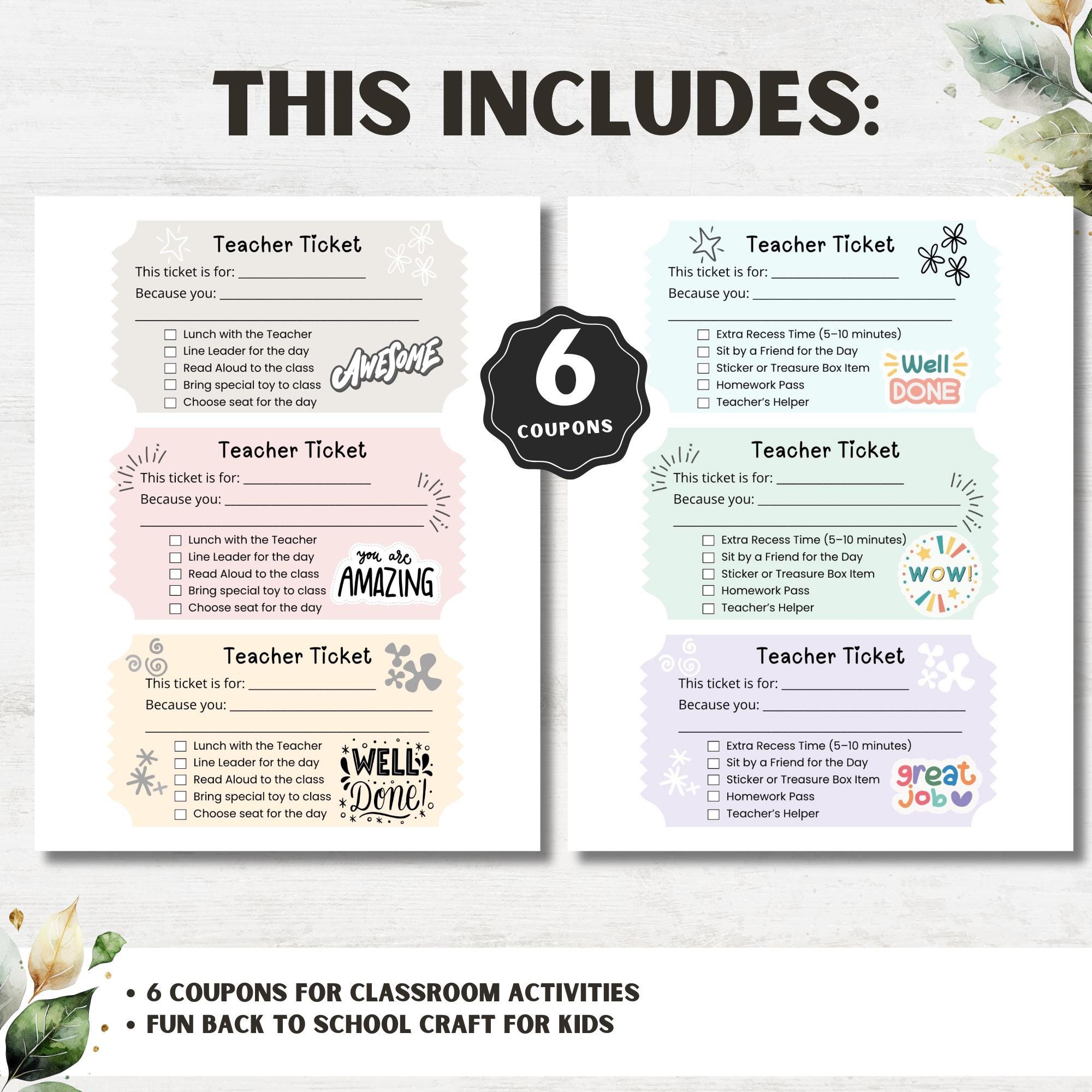 Printable Teacher Reward Coupons: Classroom Management, Student ...
