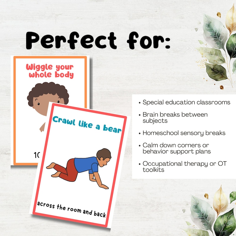 Movement Break Cards for Kids | Sensory Activity Flashcards | Brain ...