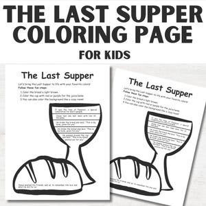 The Last Supper Coloring Page: Christian Easter Sunday School Printable ...