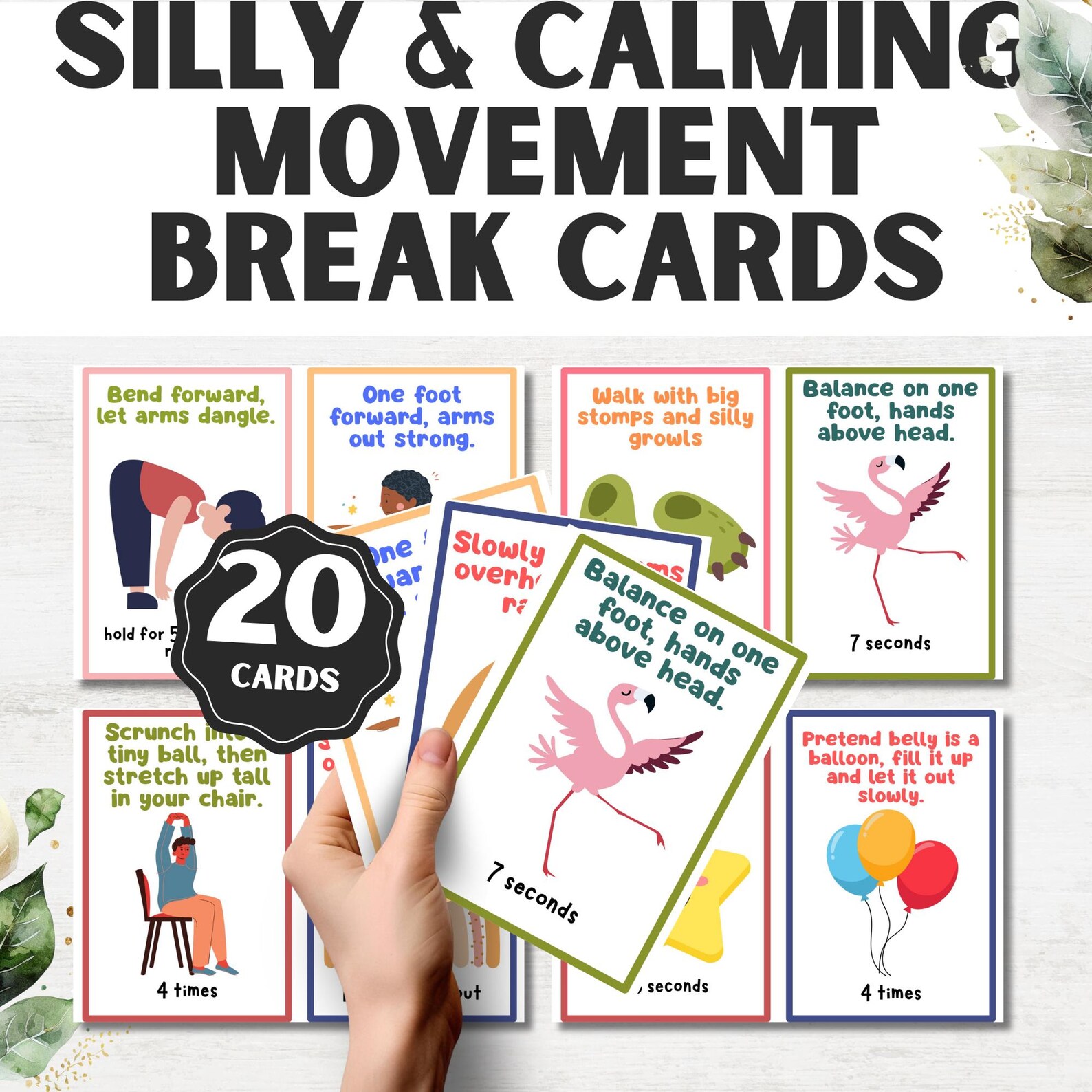 Silly Movement Therapy Cards: Sensory Break Flashcards for Autism ...