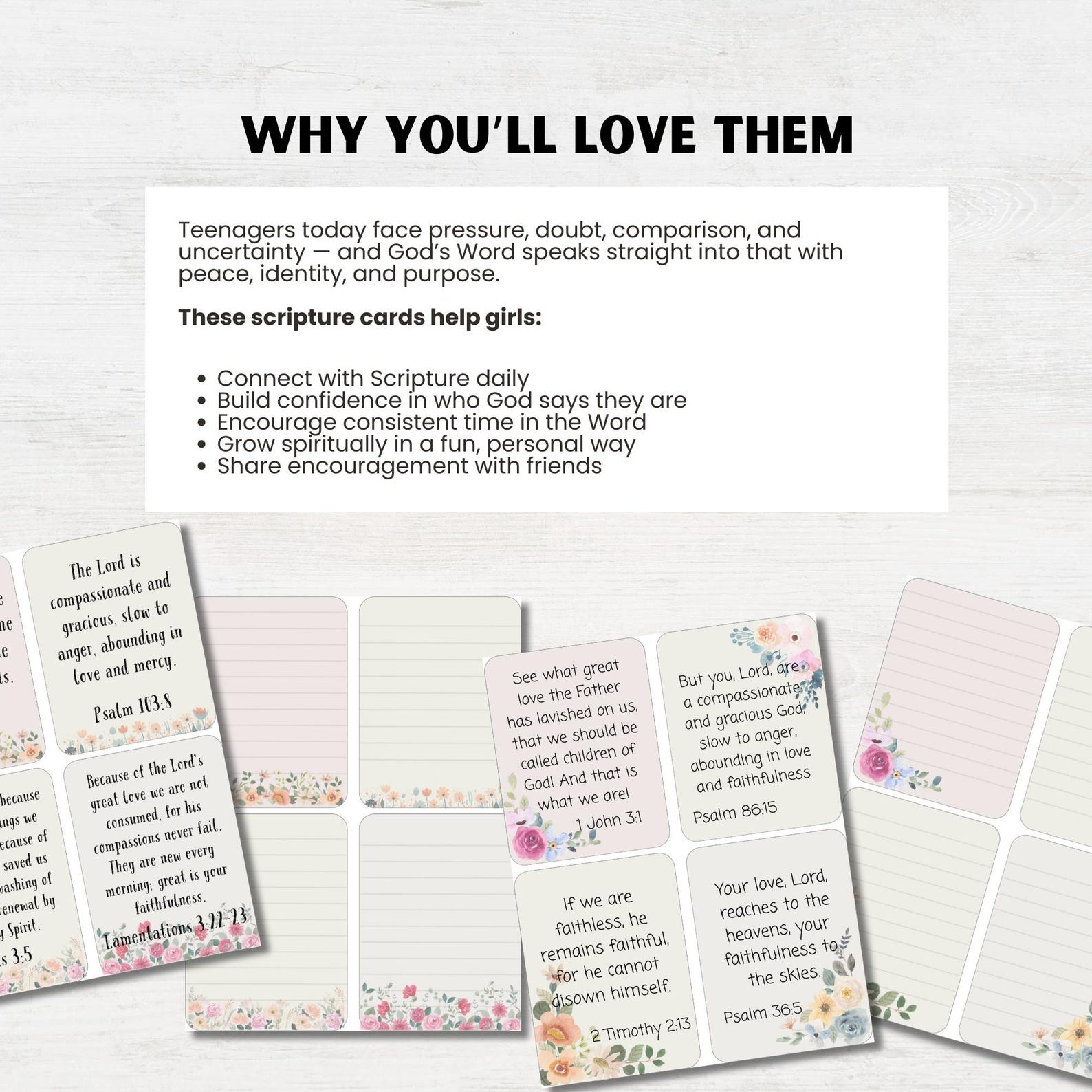 Teen Girl Scripture Cards: Christian Affirmations, Bible Verse Notes ...