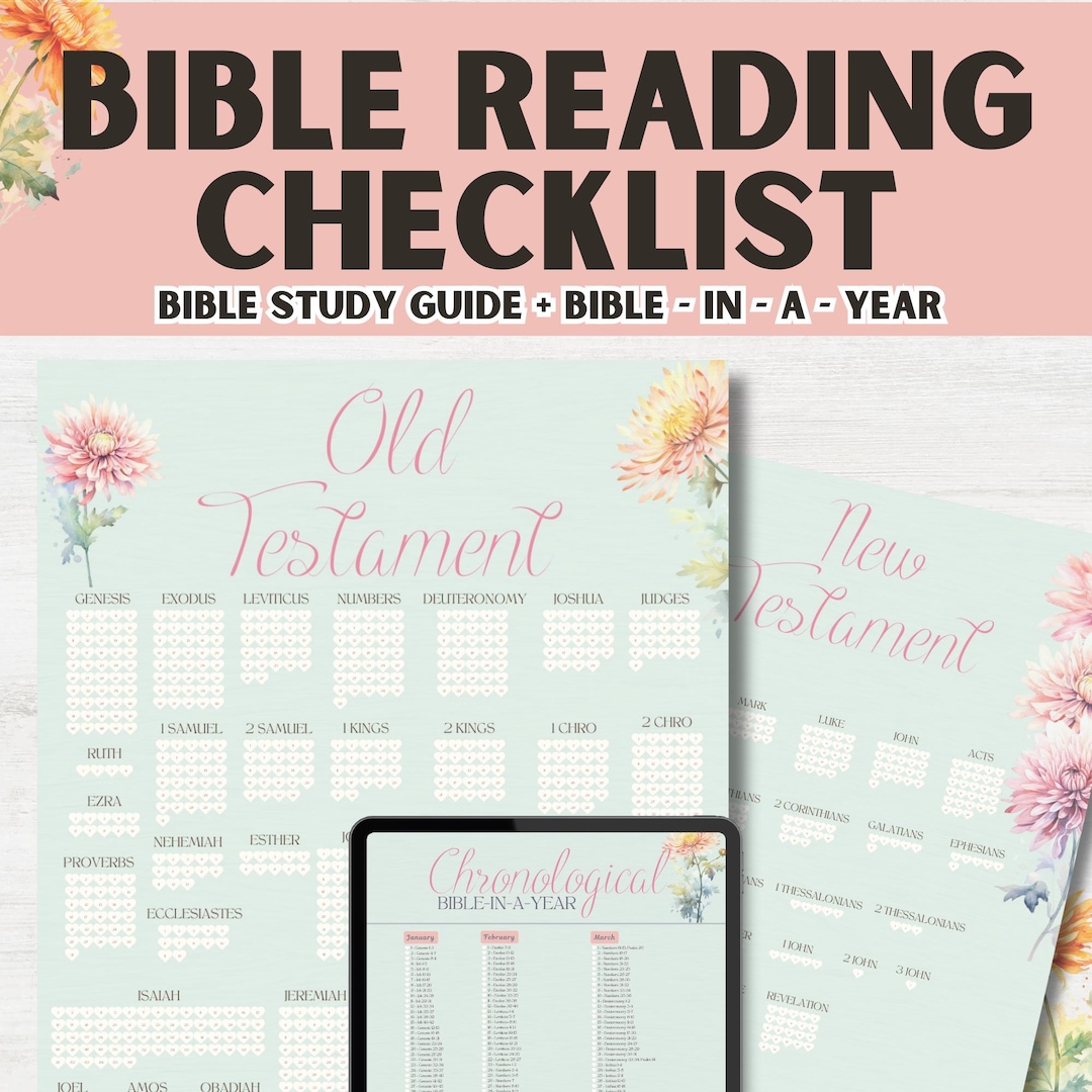 Bible Reading Checklist, Printable Tracker PDF, Bible Study Plan, Daily ...