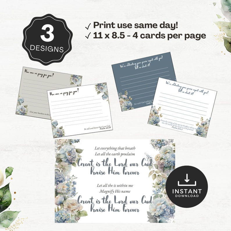 Prayer Request Printable, Praise Cards, Digital Bible Study Cards ...