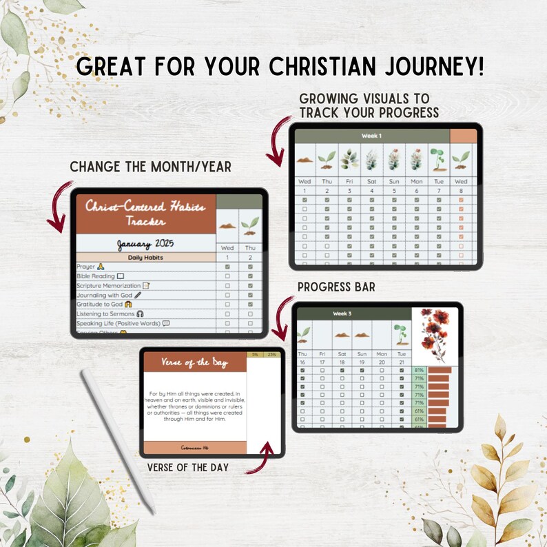 Christ-centered Habit Tracker: Faith Journal, Bible Spreadsheet ...
