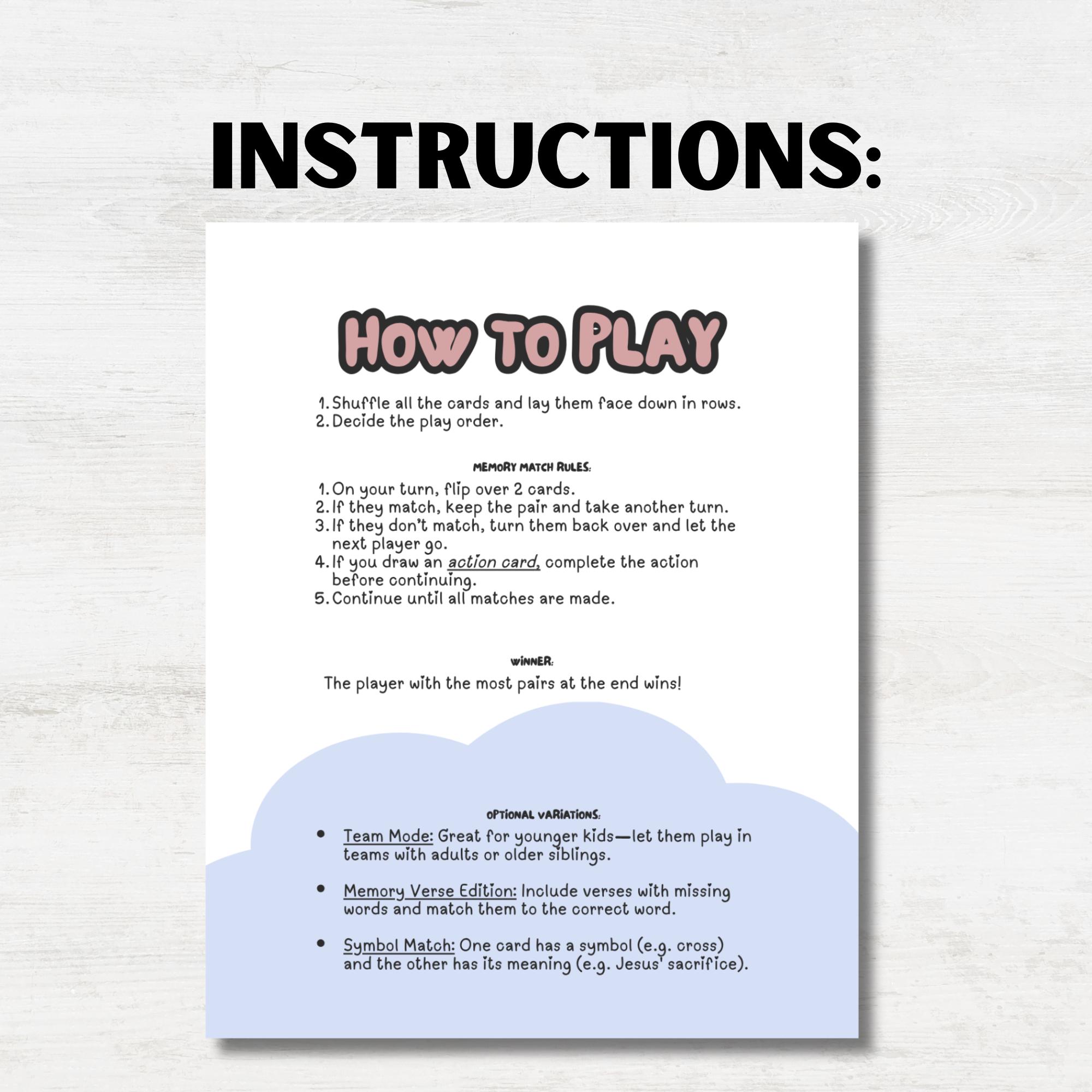 Christian Game Card: Printable Bible Activity, Church & Family Fun, Kid ...