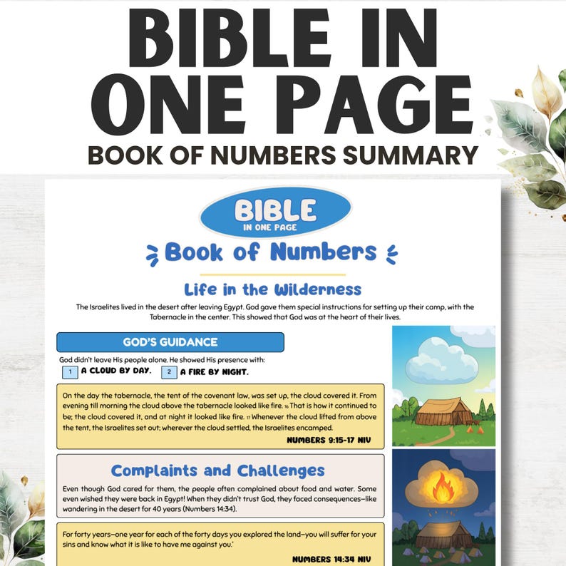 Book of Numbers: Kids Bible Printable, Christian Learning (digital ...