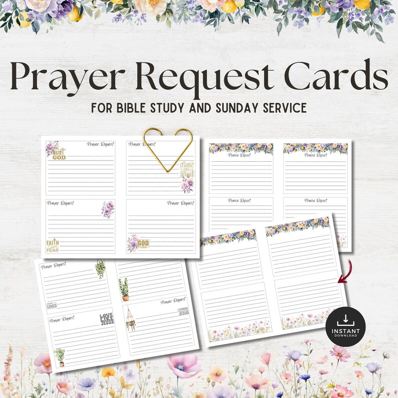 Christian Prayer Cards, Printable Scripture Cards for Church, Prayer ...