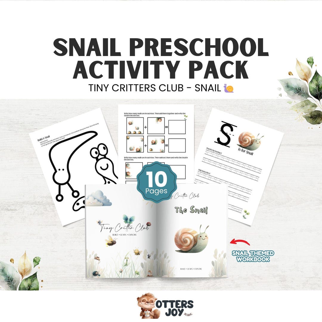 Snail Preschool Activity Pack Printable: 12-page Toddler Learning ...