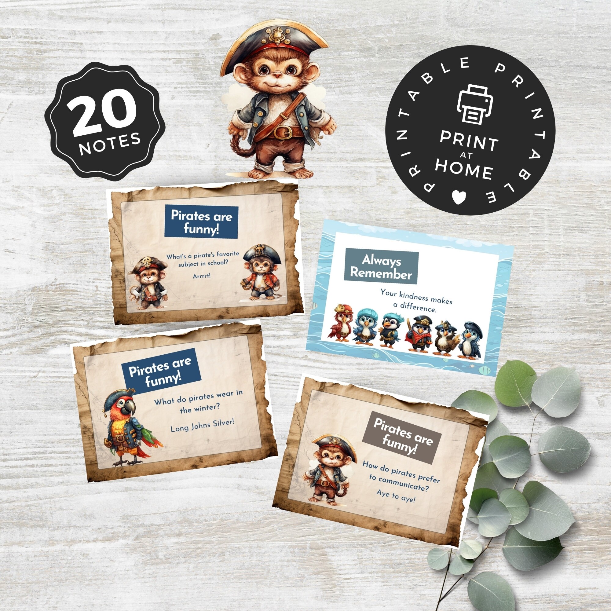 Pirate-themed Lunch Box Notes for Kids Ahoy Matey Surprise in Their ...