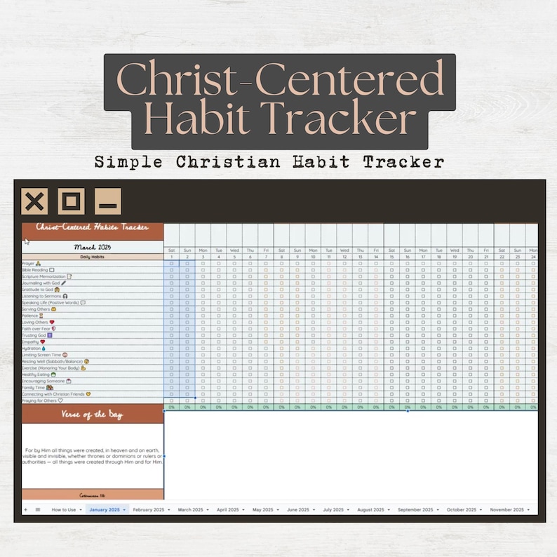 Christ-centered Habit Tracker: Faith Journal, Bible Spreadsheet ...