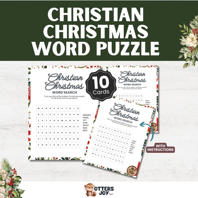 10 Christian Christmas Word Search Puzzles Printable, Kids Activity ...