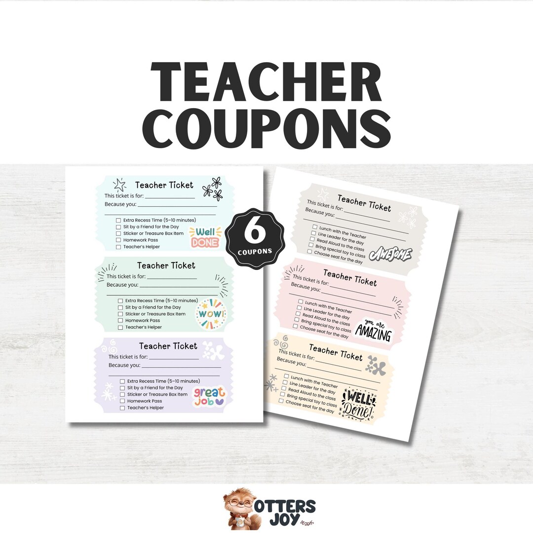 Printable Teacher Reward Coupons: Classroom Management, Student ...
