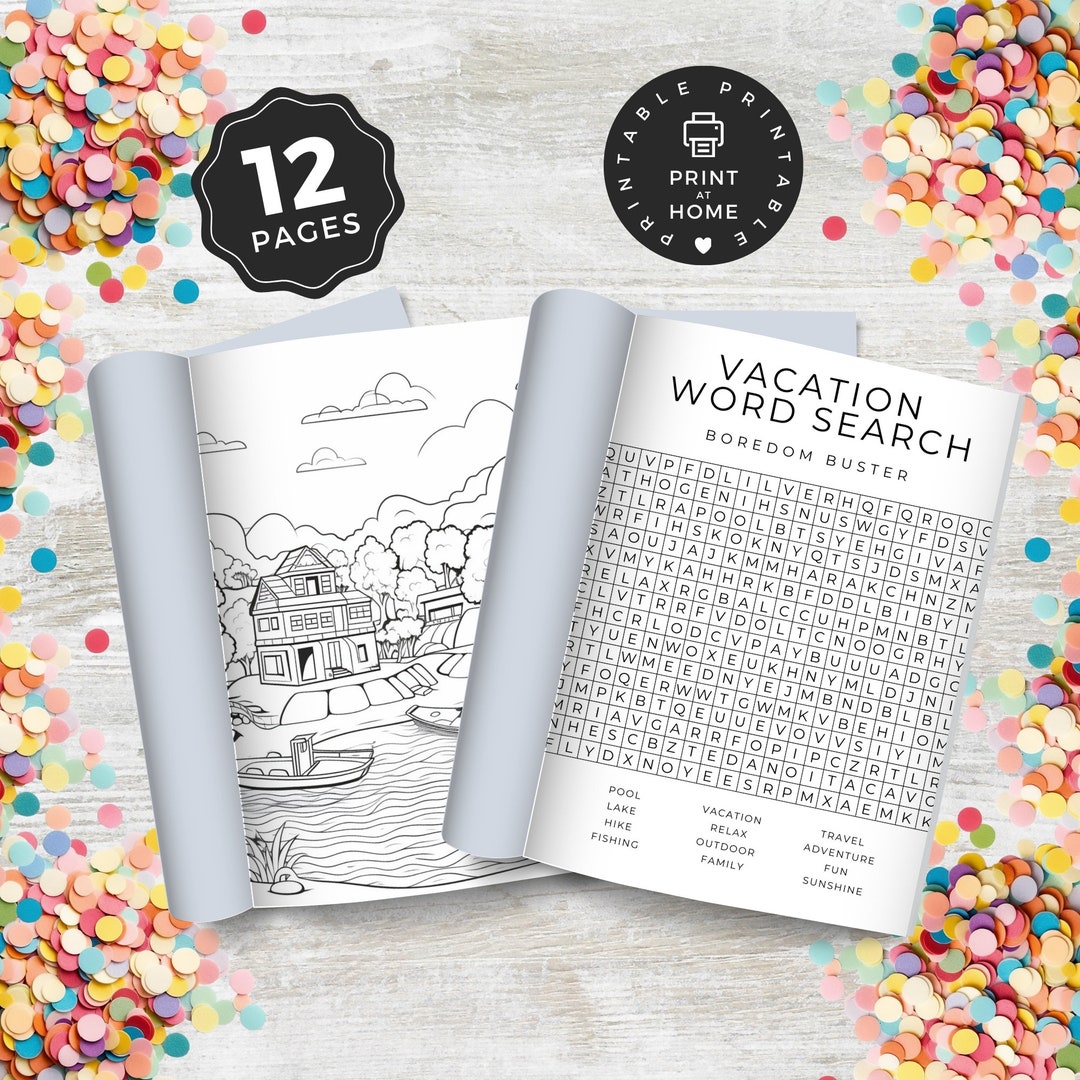 Kids Vacation Activity Pack: Printable Games, Coloring, Bingo (12 Pages ...